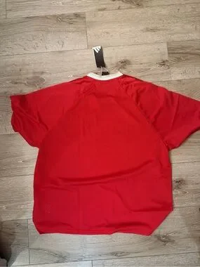 adidas | Shirts | Adidas Red Jersey With Creamtrim Vneck | Poshmark